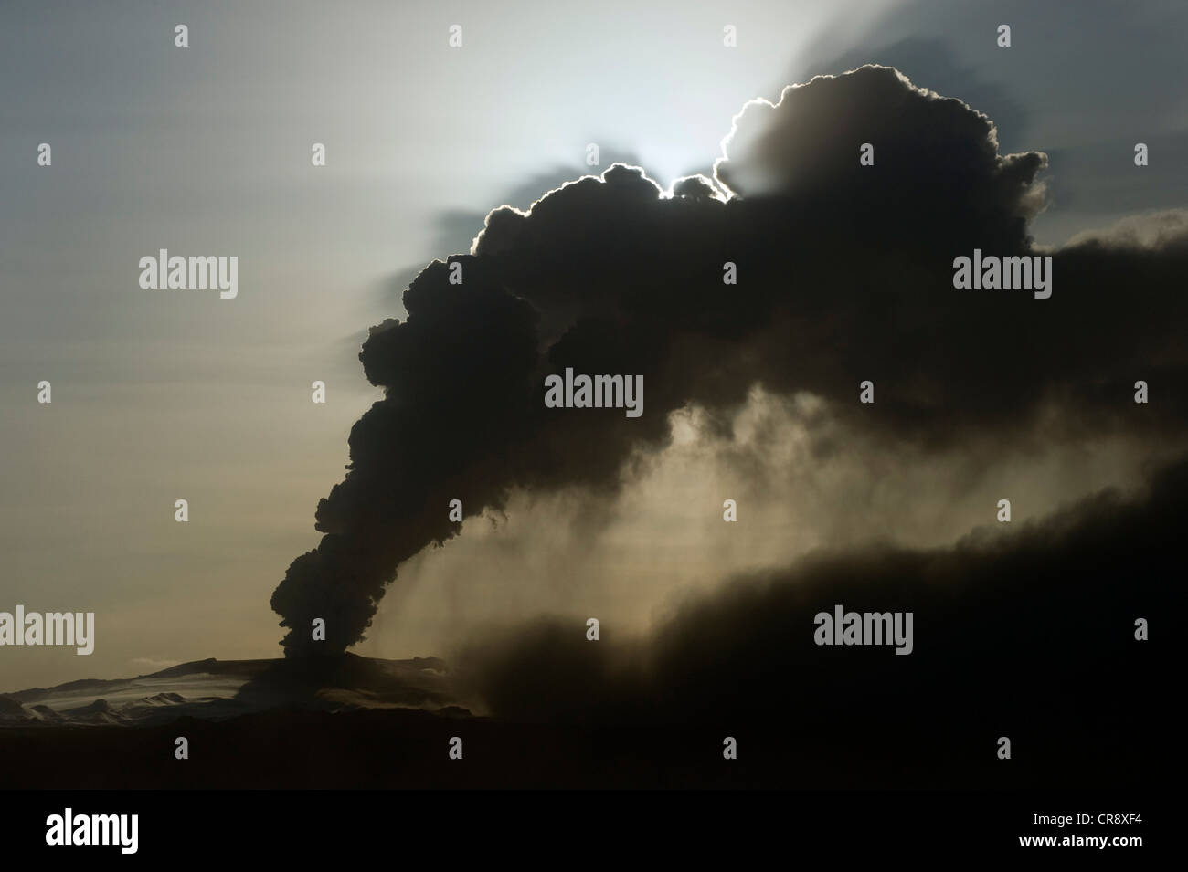 Eyjafjallajoekull volcano, ash cloud, Landeyjar, Iceland, Europe Stock ...