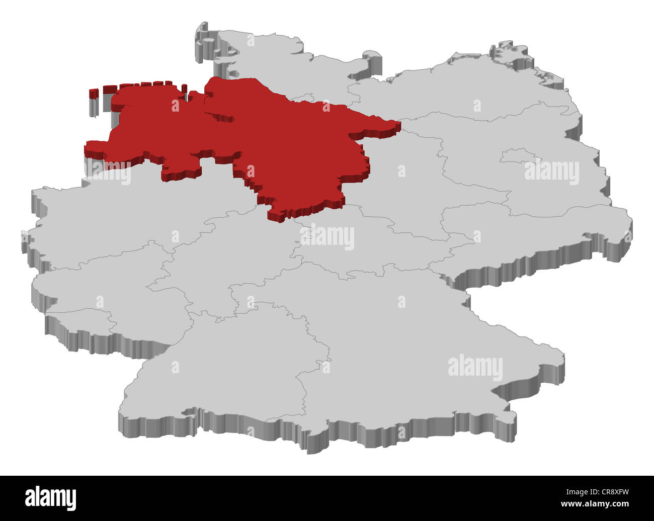 Political map of Germany with the several states where Lower Saxony is ...