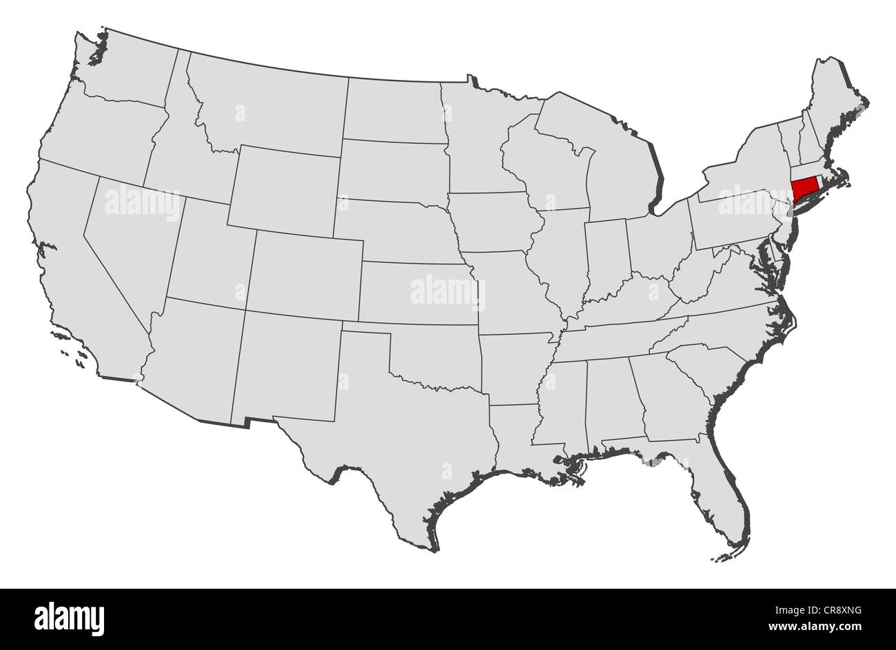 Political map of United States with the several states where ...