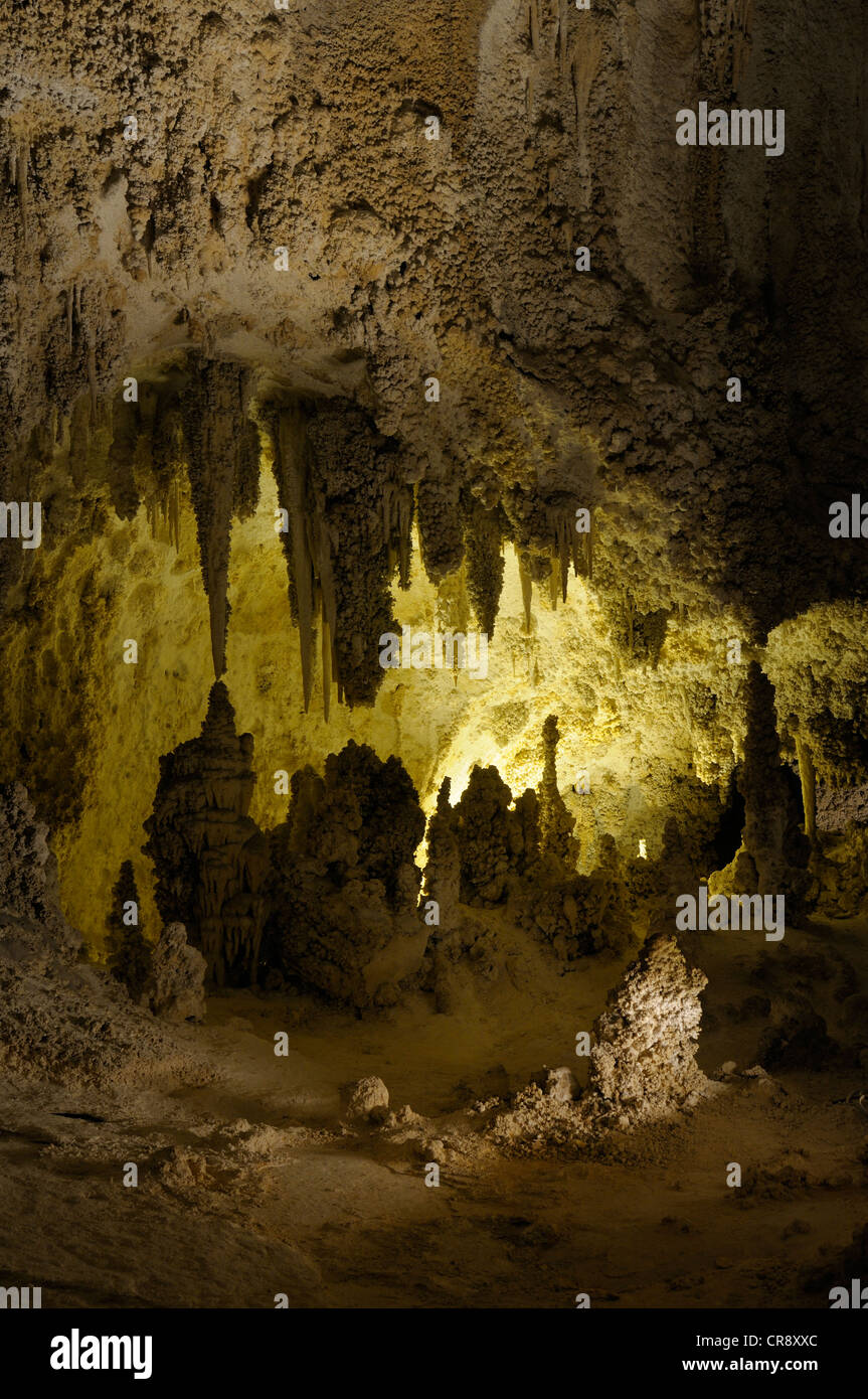 Stalagmites and stalactites in the Big Room, Carlsbad Caverns National ...