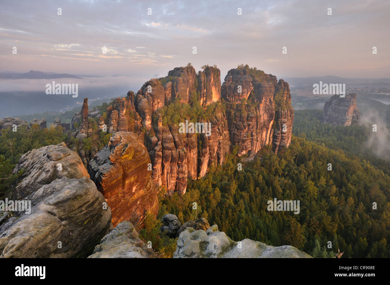 Landscape in the Elbe Sandstone Mountains, Saxony, Germany, Europe ...