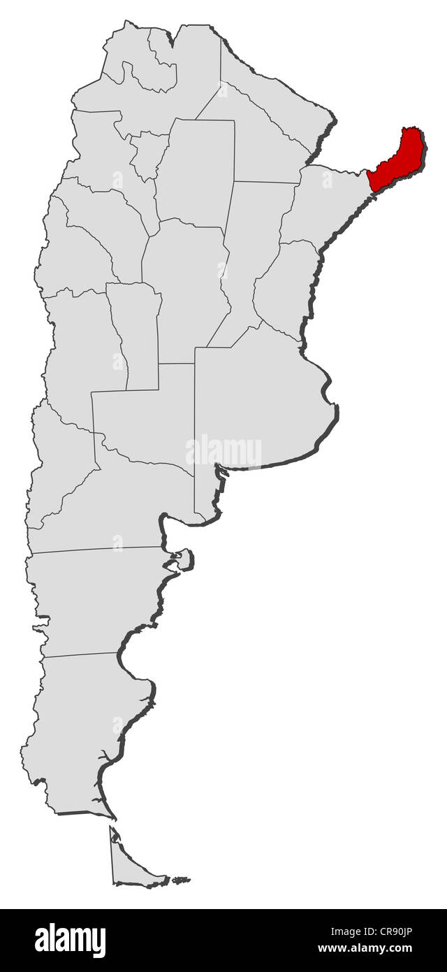 Political map of Argentina with the several provinces where Misiones is ...