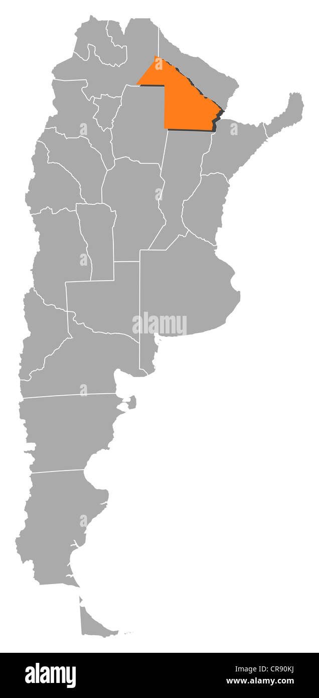 Political map of Argentina with the several provinces where Chaco is ...