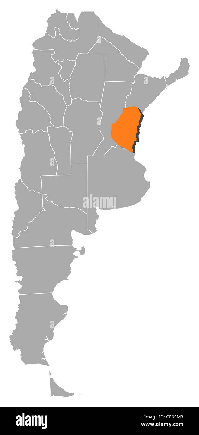 Political map of Argentina with the several provinces where Entre Ríos ...