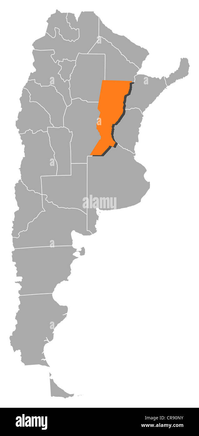 Political map of Argentina with the several provinces where Santa Fe is ...