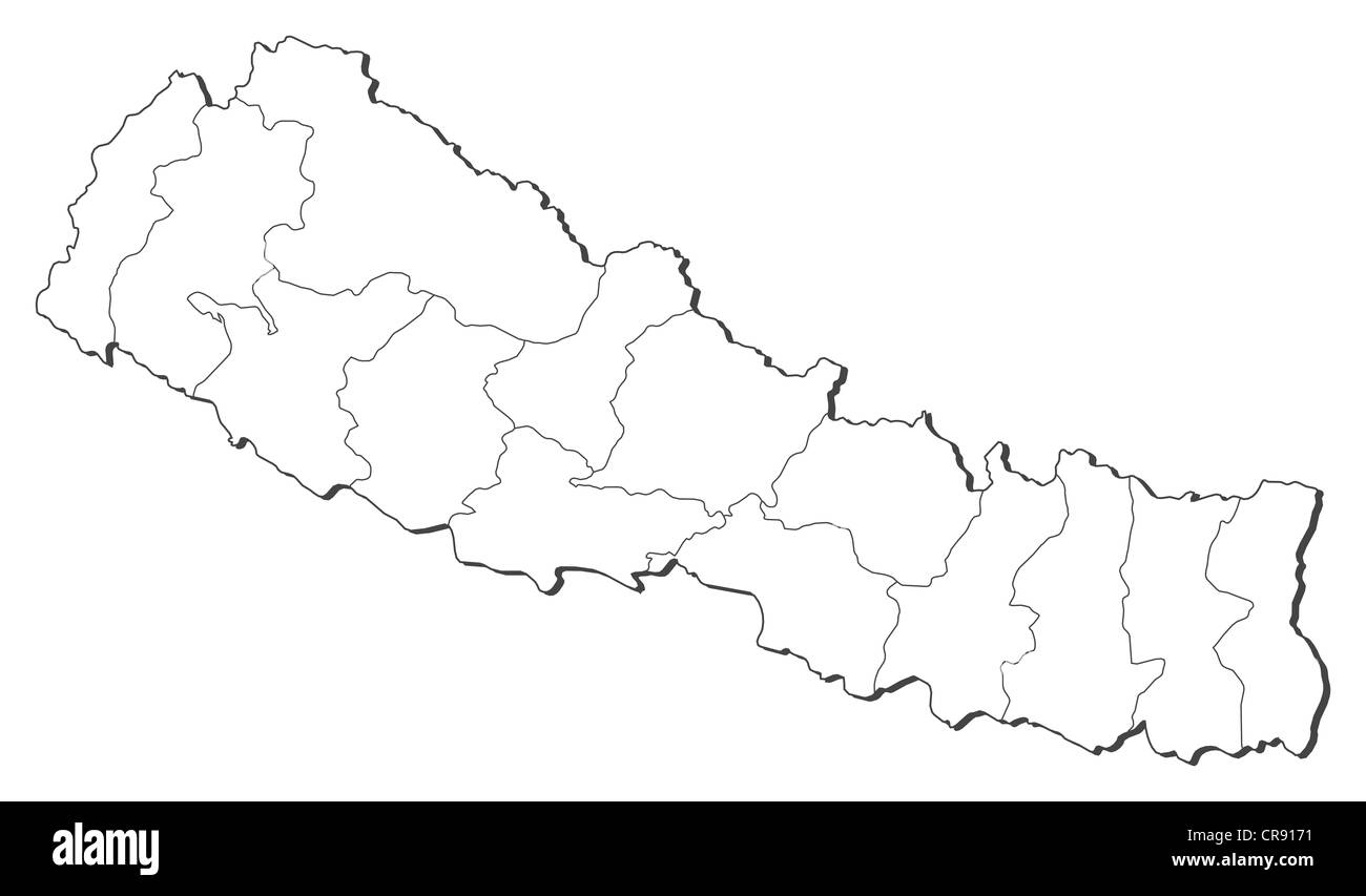 Political map of Nepal with the several zones Stock Photo - Alamy