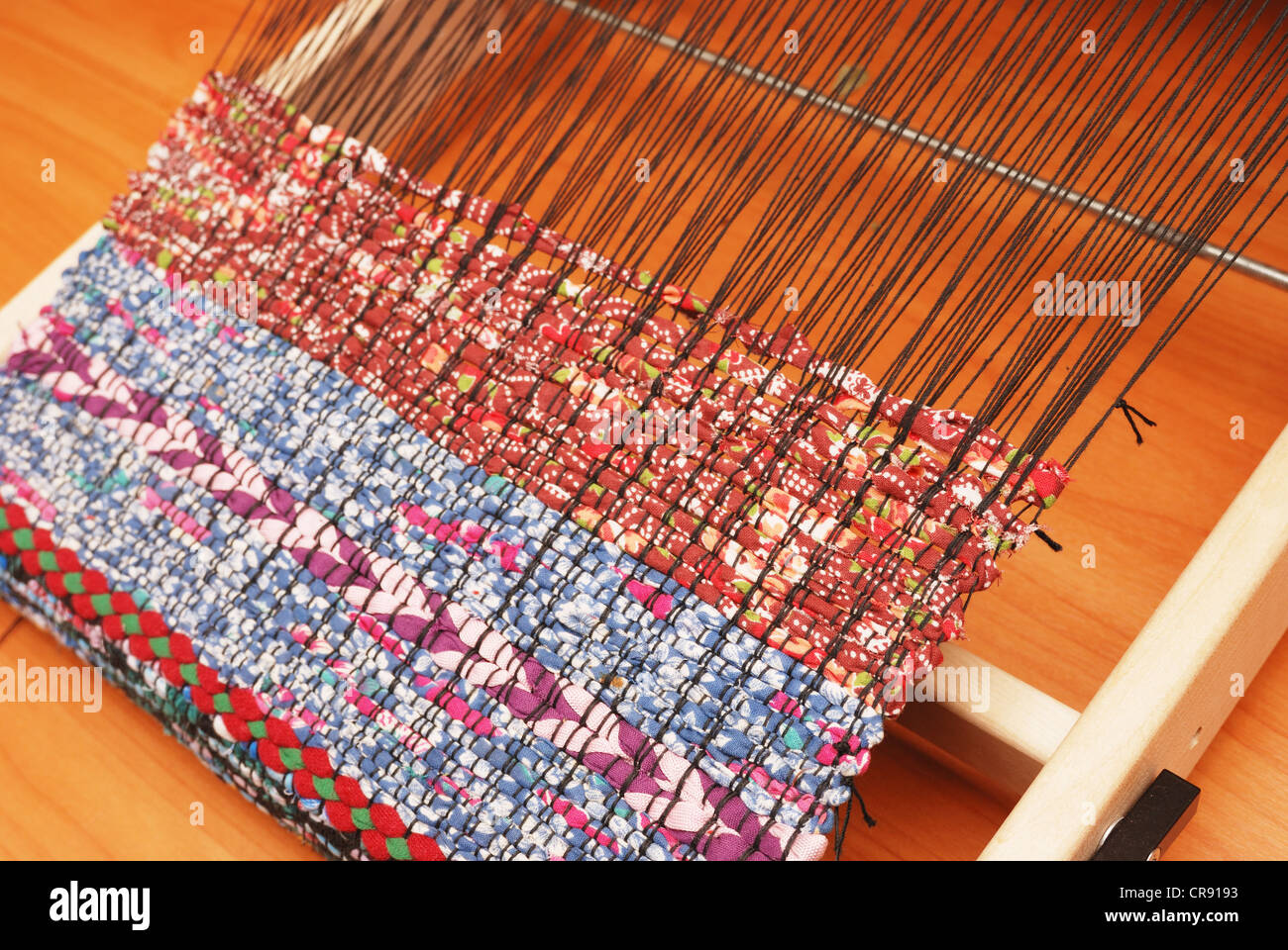 part of antique loom thread homemade horizontal Stock Photo - Alamy