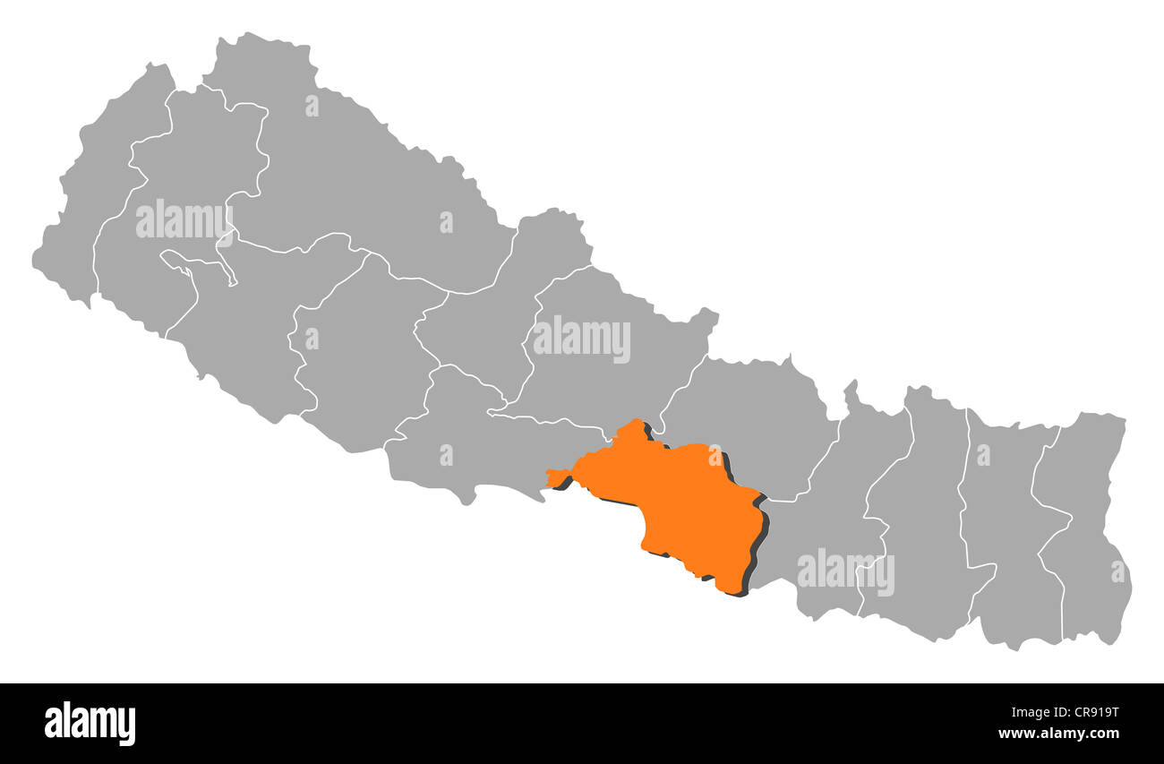 Political map of Nepal with the several zones where Narayani is ...