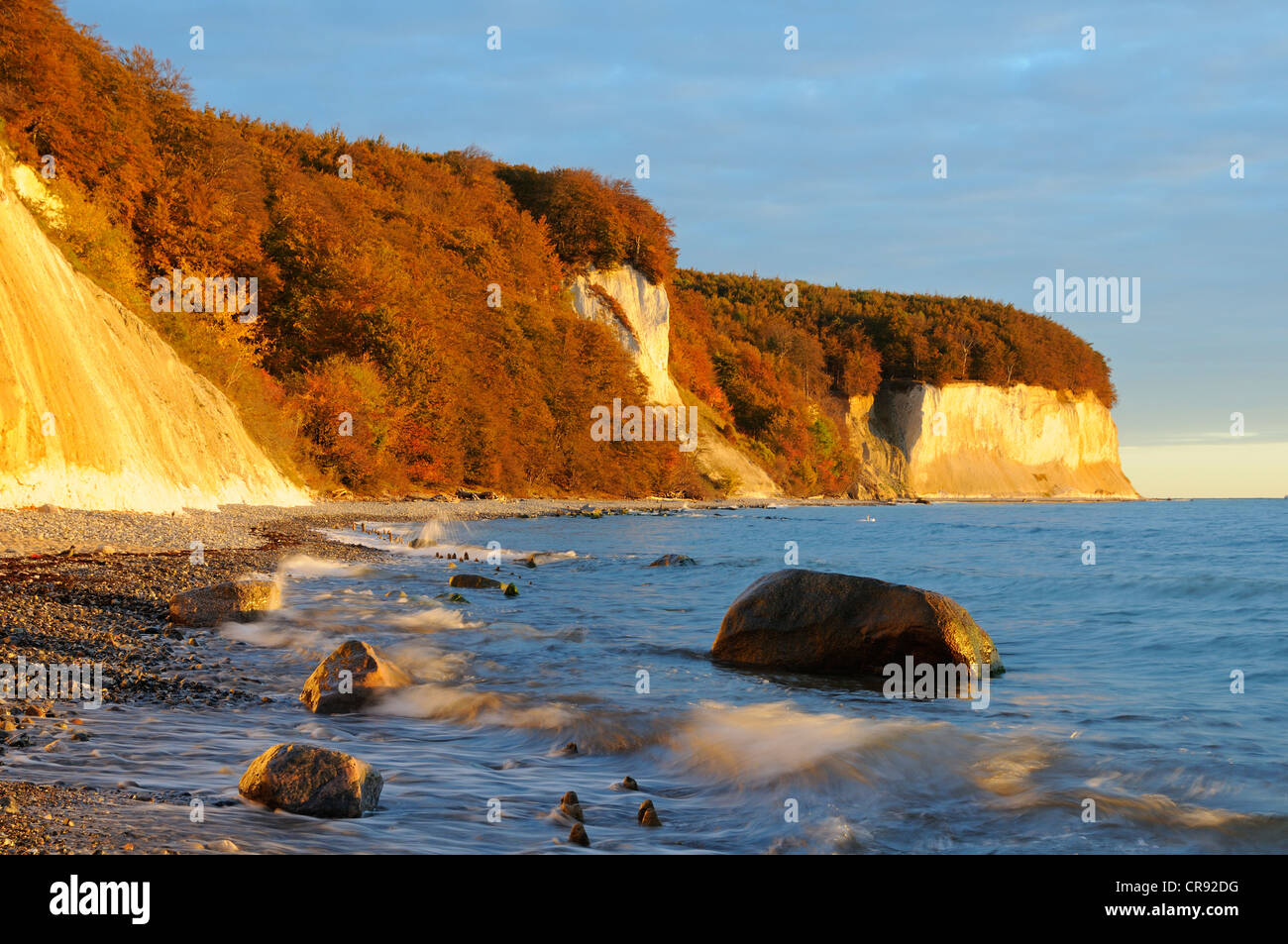 Sunrise at the coastal cliffs, Baltic Sea, Ruegen, Mecklenburg-Western ...