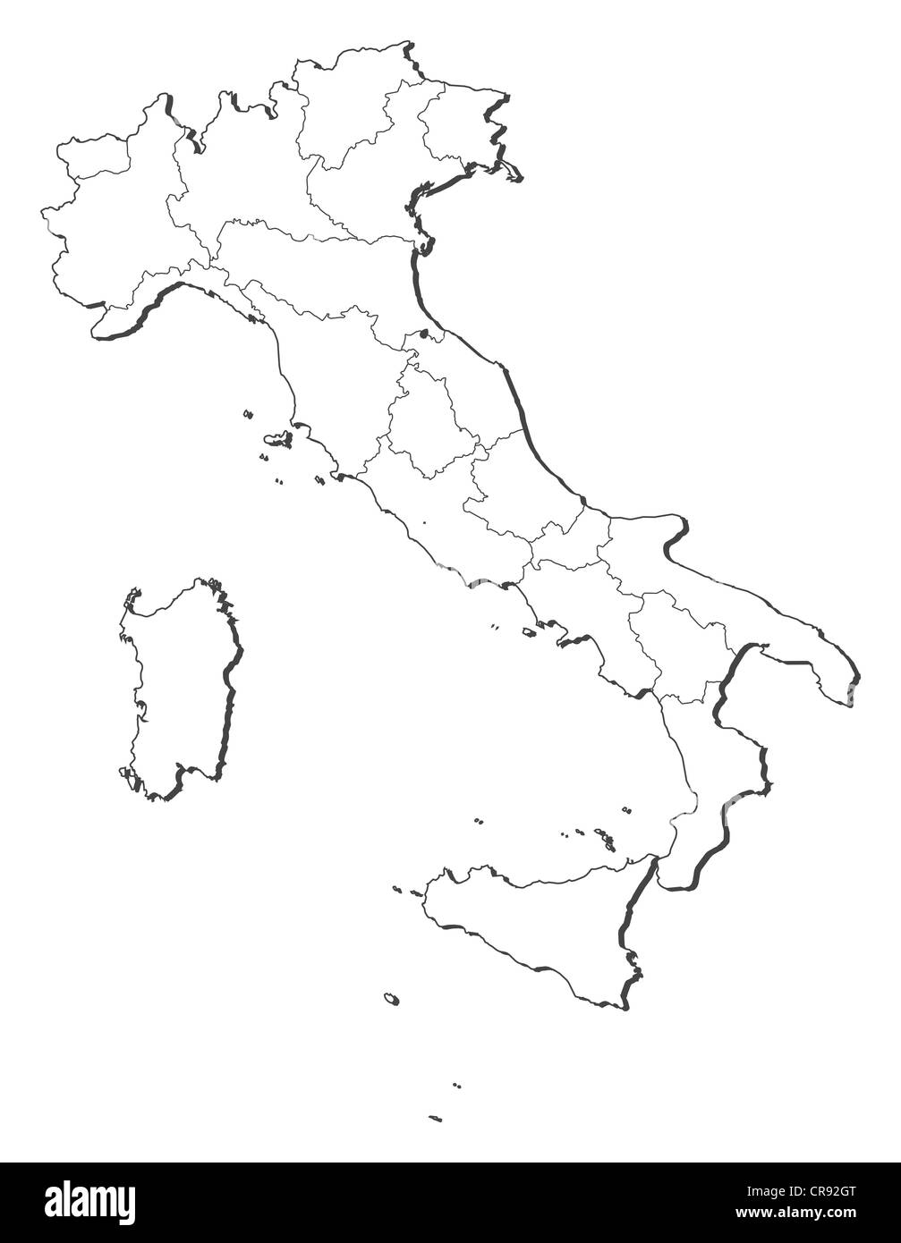 Political map of Italy with the several regions Stock Photo - Alamy