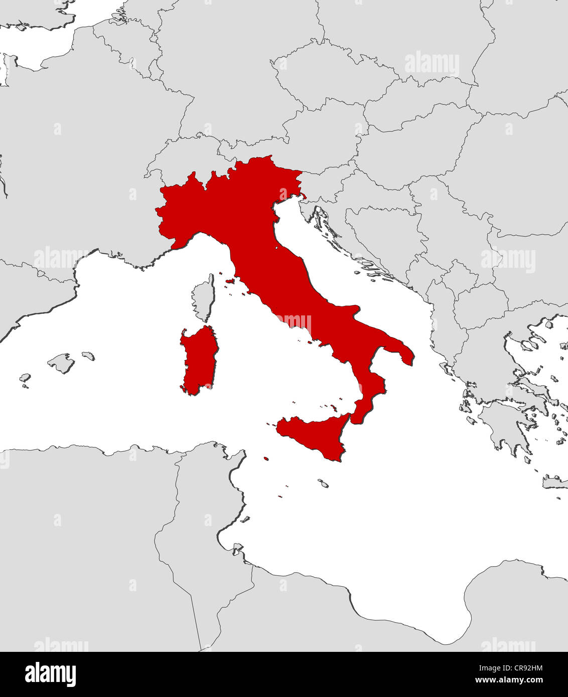 Political map of Italy with the several regions Stock Photo - Alamy