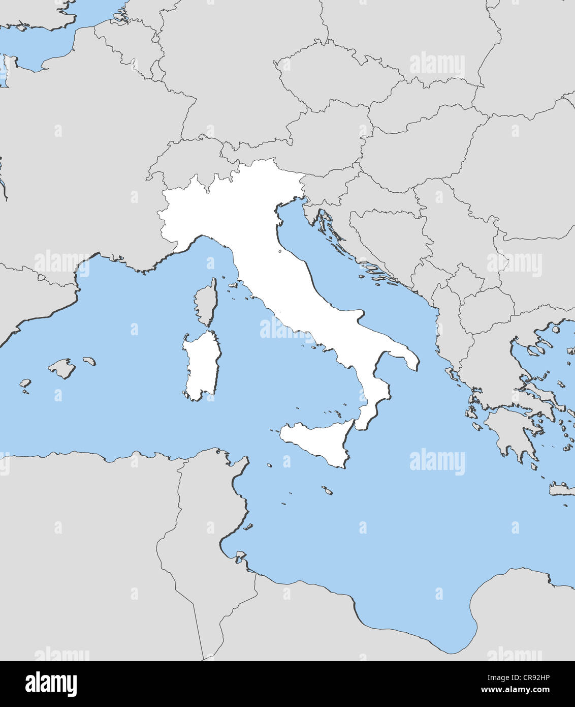 Political map of Italy with the several regions Stock Photo - Alamy