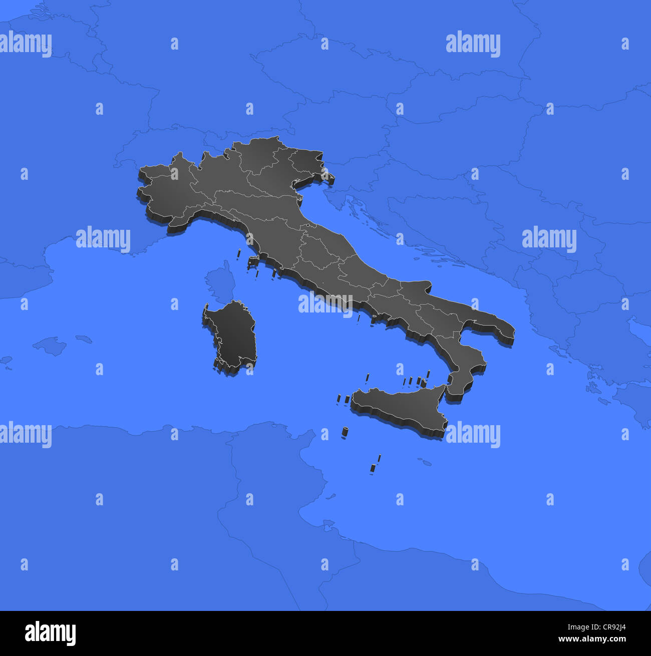 Political map of Italy with the several regions Stock Photo - Alamy