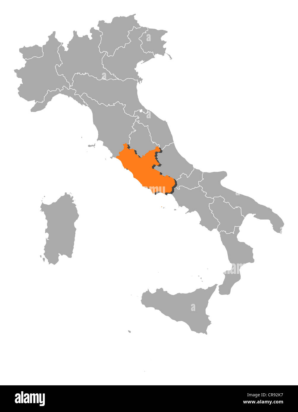 Political map of Italy with the several regions where Lazio is ...