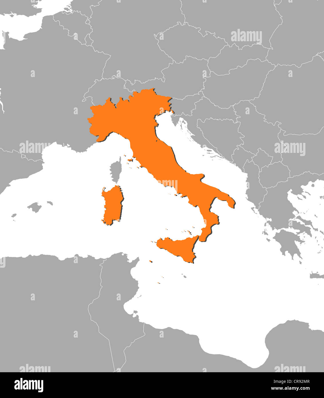 Political map of Italy with the several regions Stock Photo - Alamy