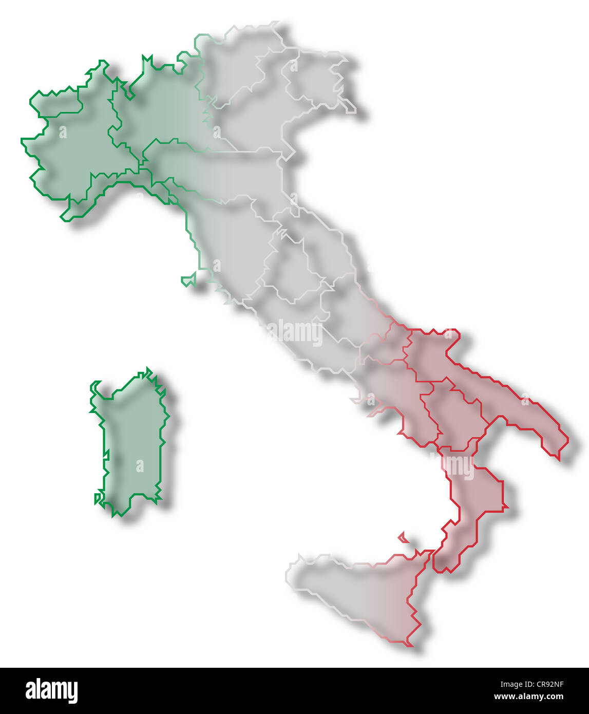 Political map of Italy with the several regions Stock Photo - Alamy
