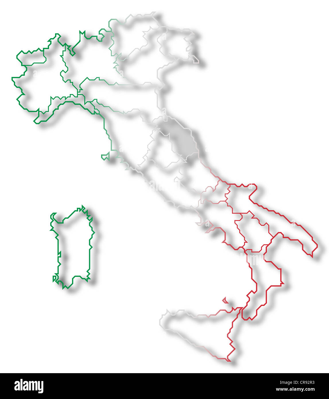 Political map of Italy with the several regions where Marche is ...