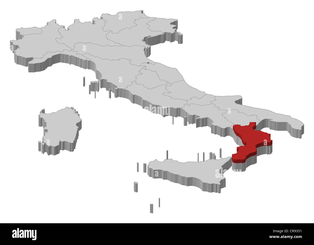 Political map of Italy with the several regions where Calabria is ...
