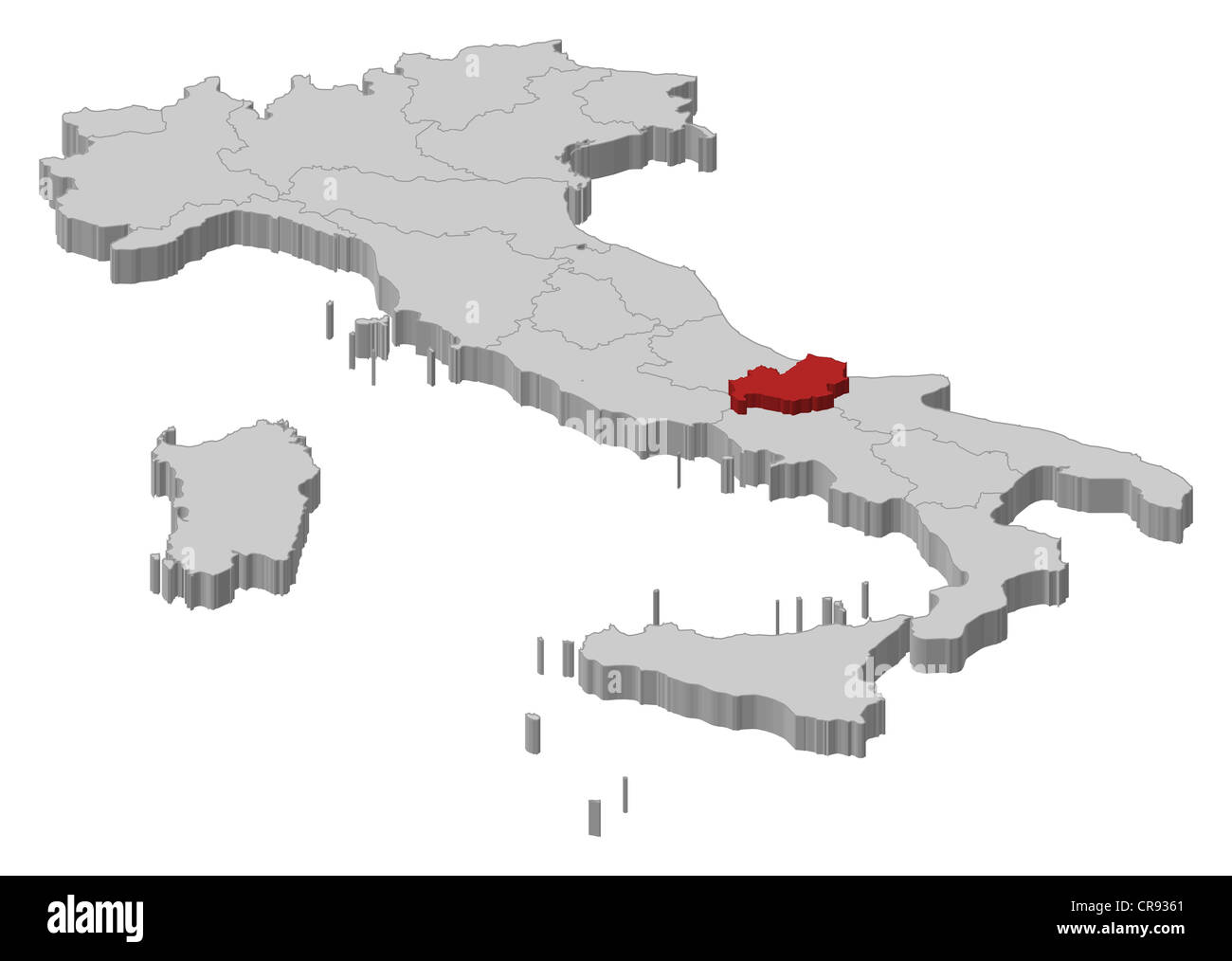 Political map of Italy with the several regions where Molise is ...