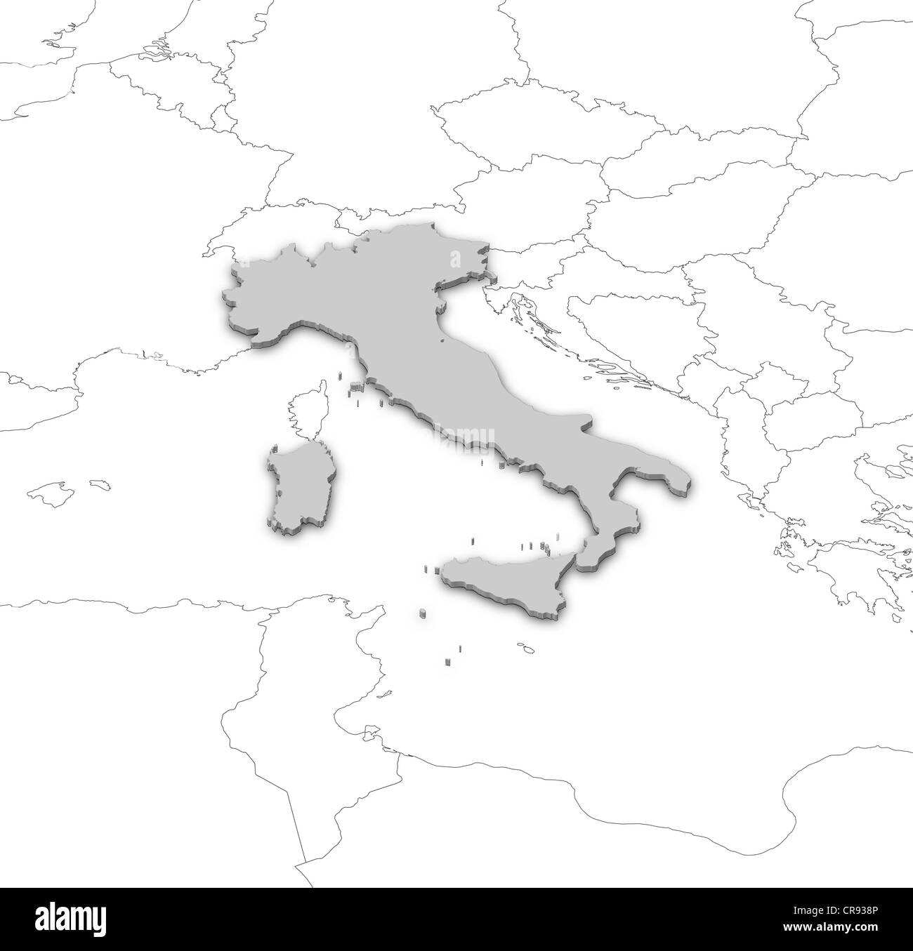 Political map of Italy with the several regions Stock Photo - Alamy