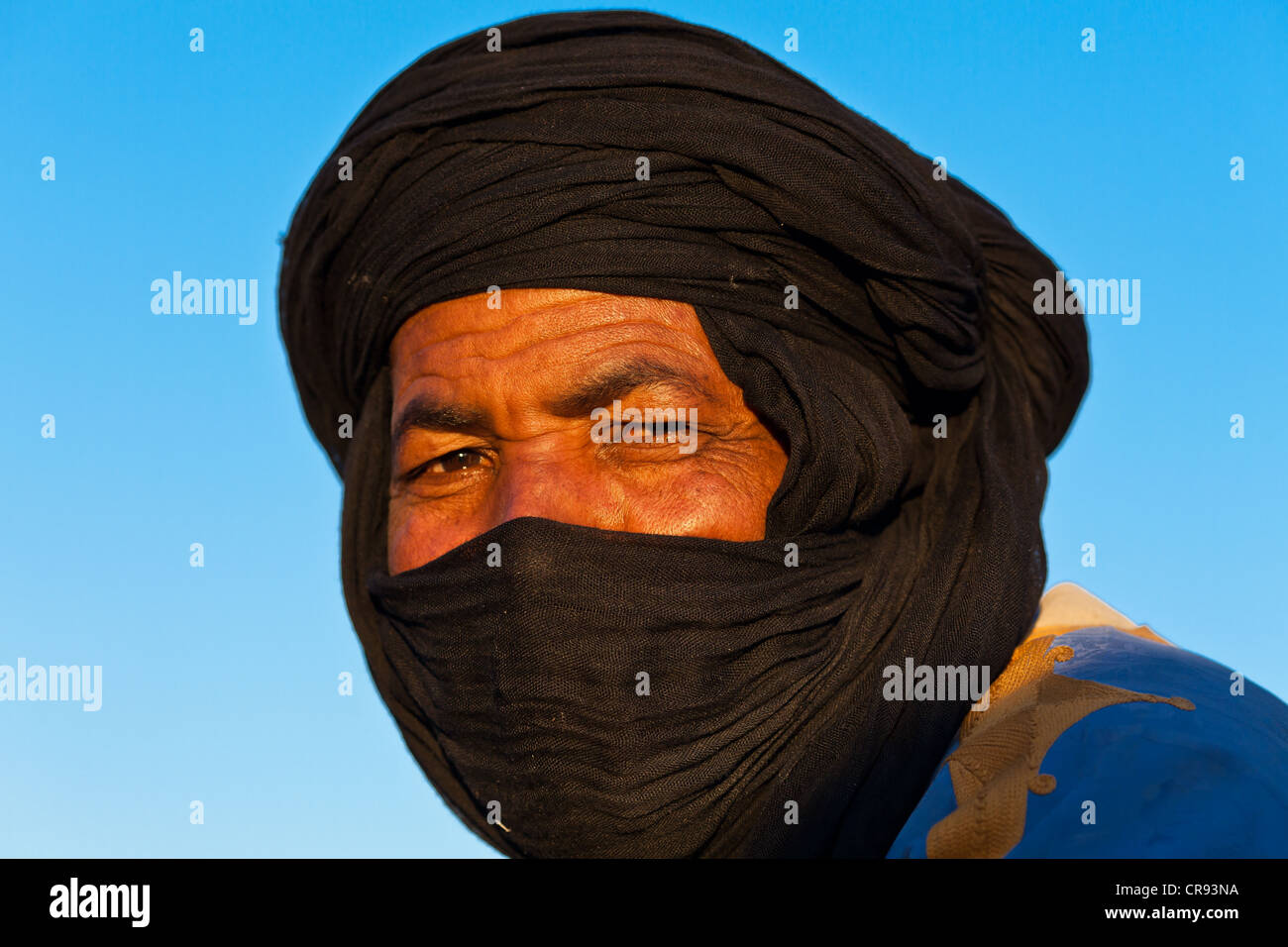 Tuareg man wearing the traditional tagelmust, Marrakesh, Morocco ...