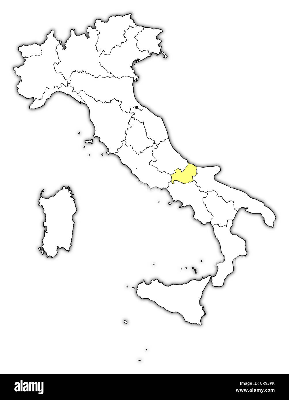 Political map of Italy with the several regions where Molise is ...