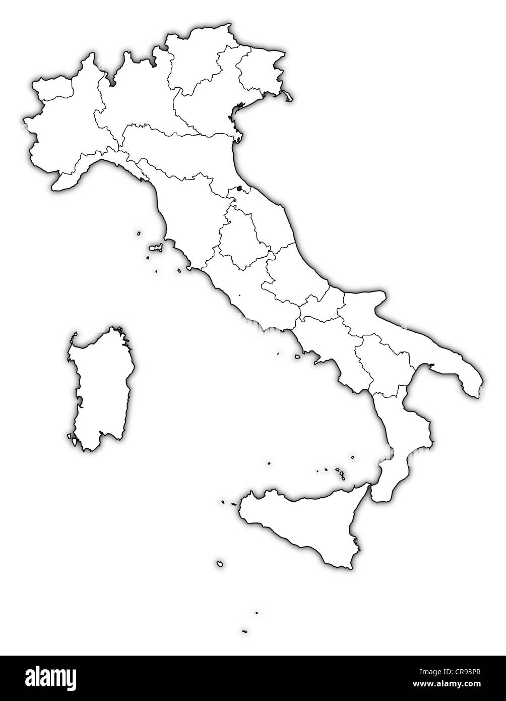 20 regions of italy printable map