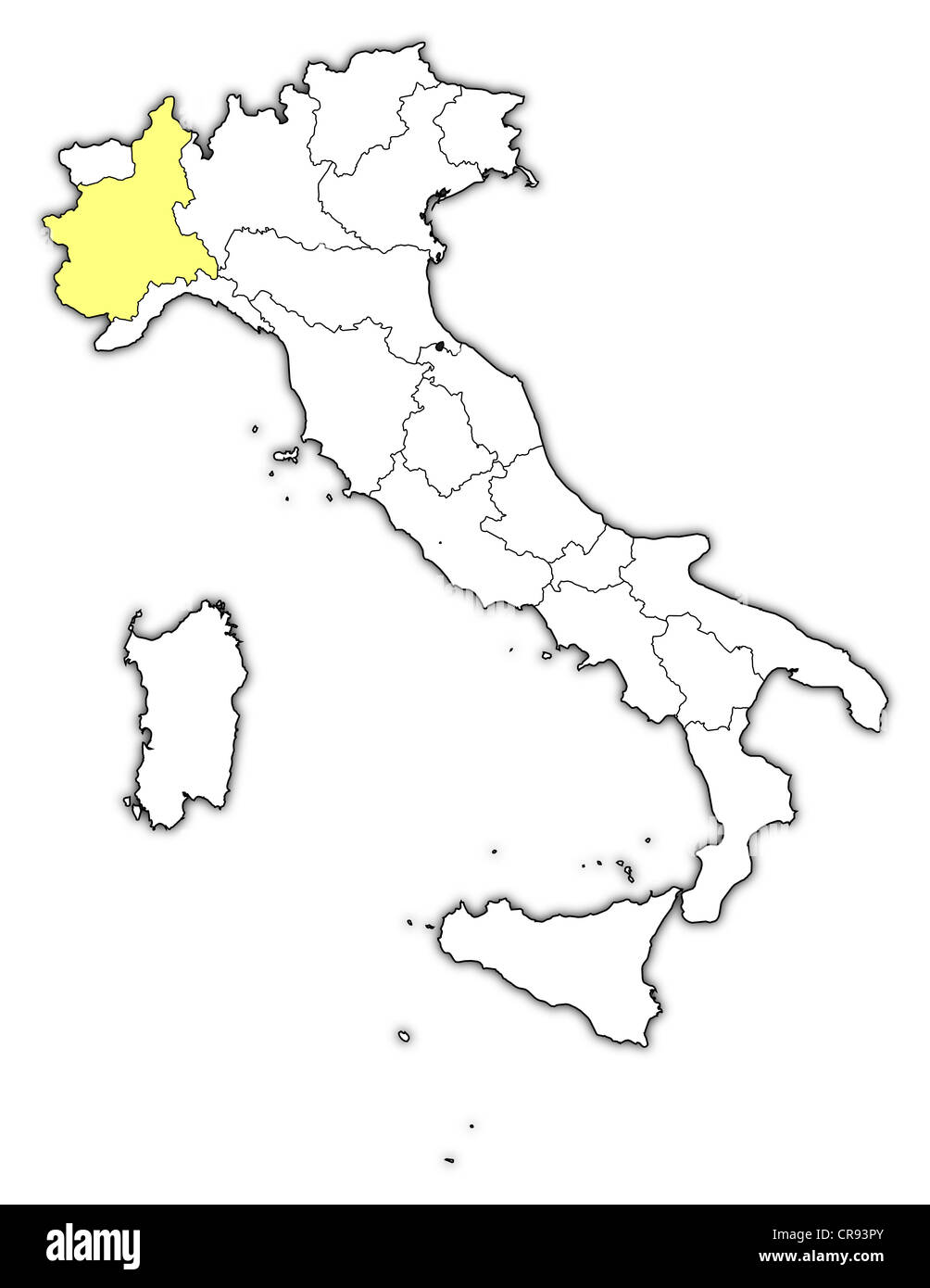 Political map of Italy with the several regions where Piemont is ...