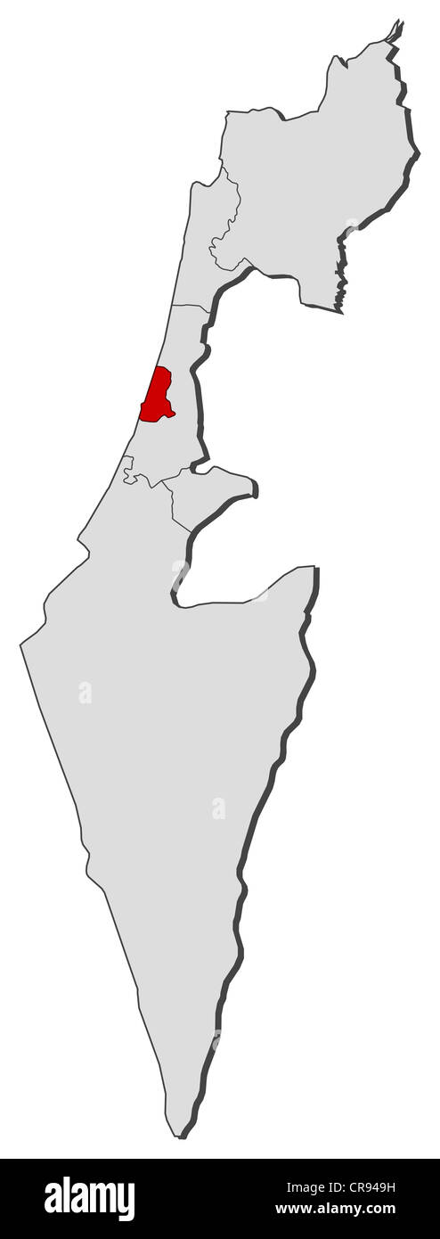 Political map of Israel with the several districts where Tel Aviv is ...