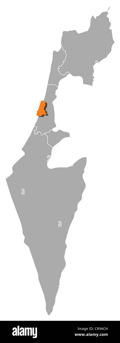 Political map of Israel with the several districts where Tel Aviv is ...