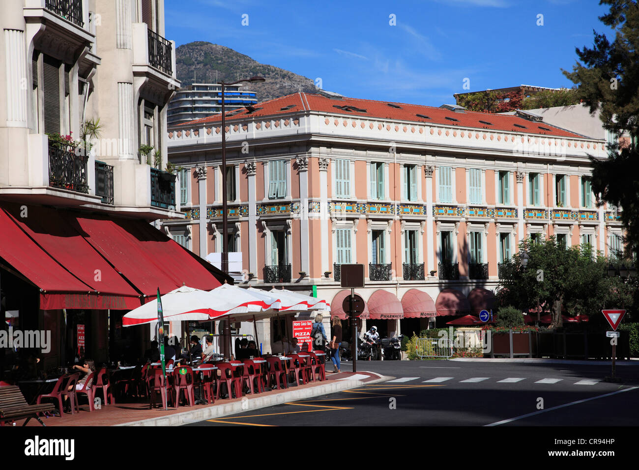 Cafe, Monaco, Cote d Azur, Mediterranean, Europe Stock Photo - Alamy
