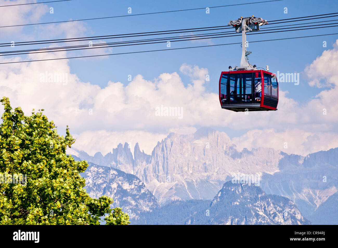 Rittner cable car on Ritten Mountain, the rose garden behind the ...