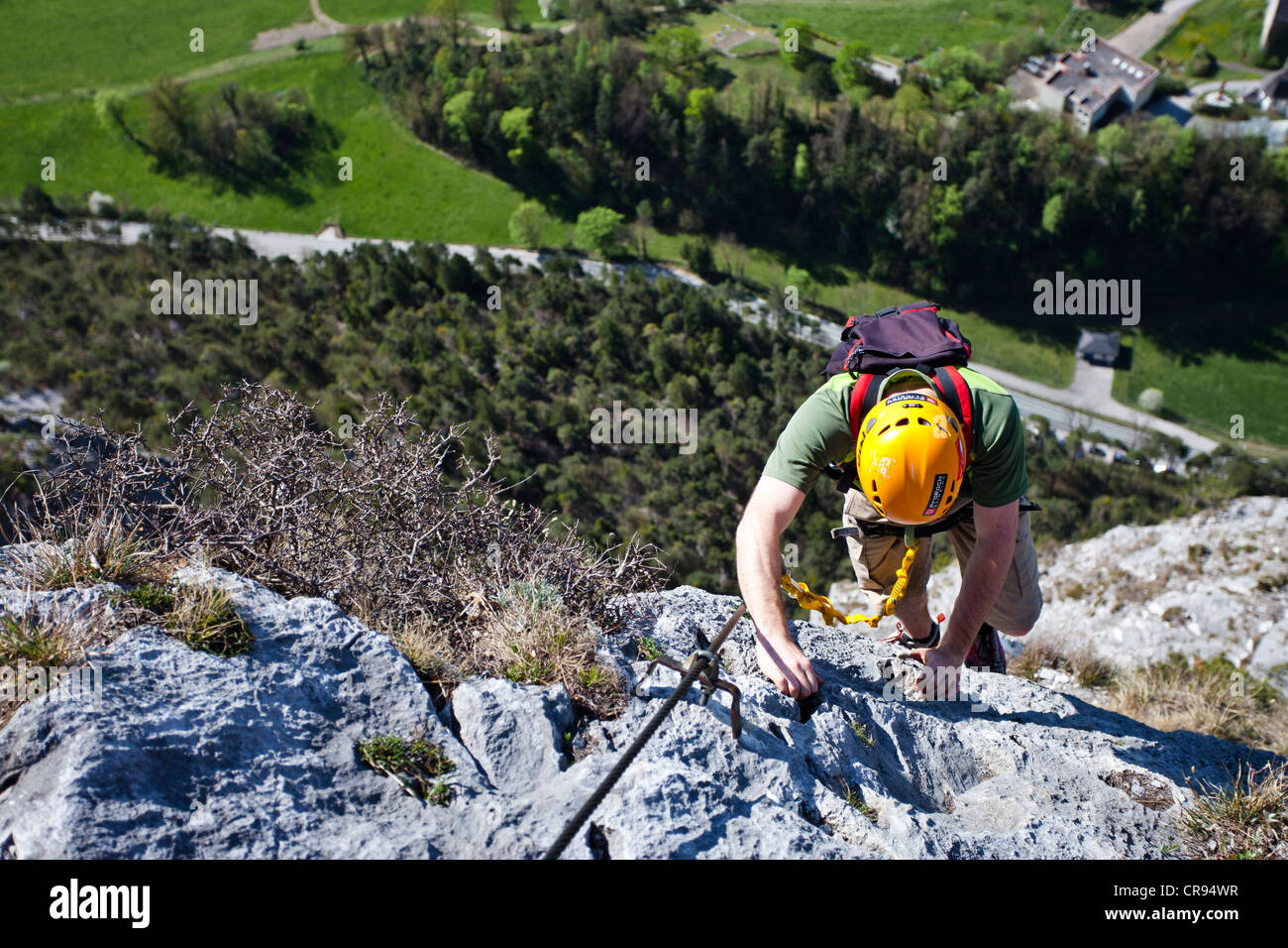 Climber during the ascent of the Emperor Maximilian climbing route at ...