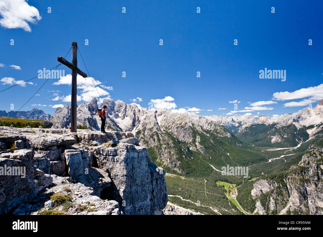 Summit cross, Mt Monte Piano in Hochpustertal, Alta Pusteria valley ...