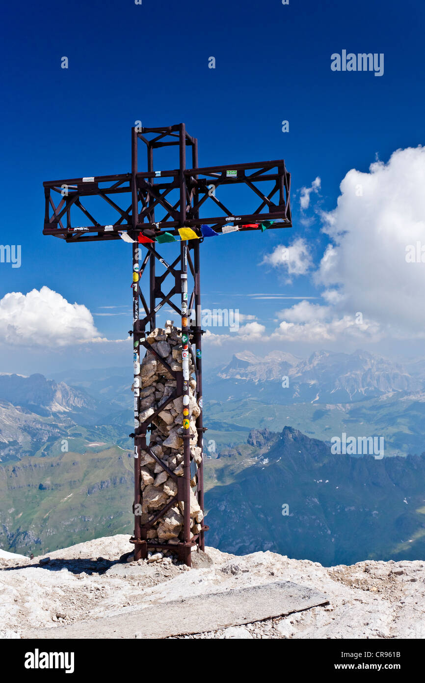 Top of Marmolada mountain, view of Fedaia mountain pass ...