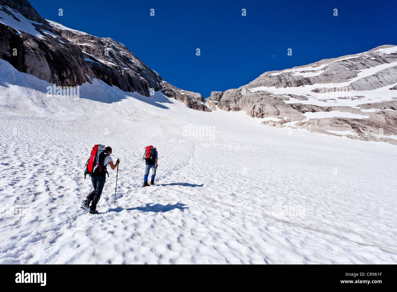 Climbing Marmolada mountain, Westgrat fixed rope route, Dolomites ...