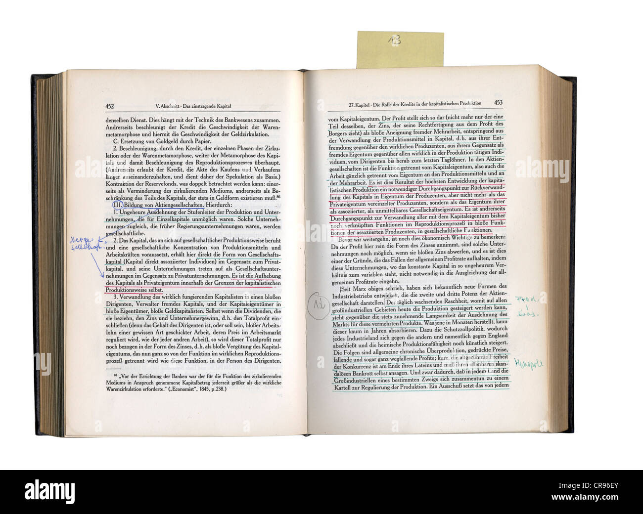 The Capital, double page with notes and underlining Stock Photo - Alamy