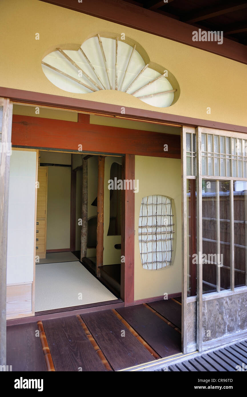 Window with bamboo at a teahouse, Ohara near Kyoto, Japan, East Asia ...