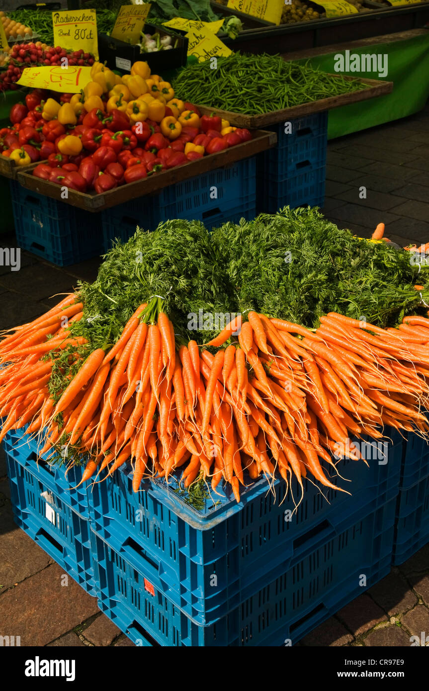 Vegetable market stall on Domshof between St. Peter's Cathedral, St ...