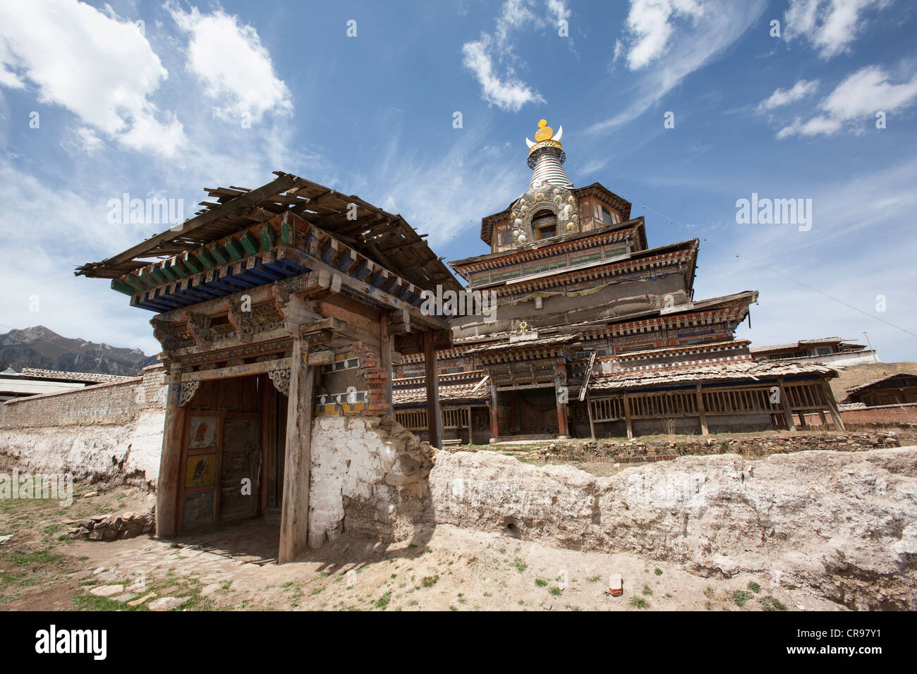 Monastery buildings, and shrine on the hillside overlooking the Valley ...