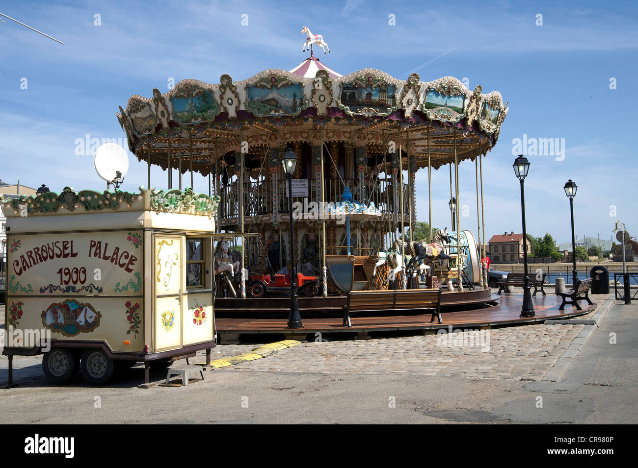 Carousel from 1900, Honfleur, Normandy, France, Europe Stock Photo - Alamy