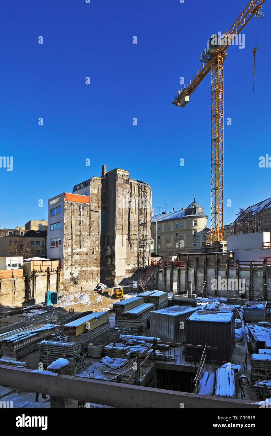 Demolition works of the Hertie high rise building in Obergiesing ...