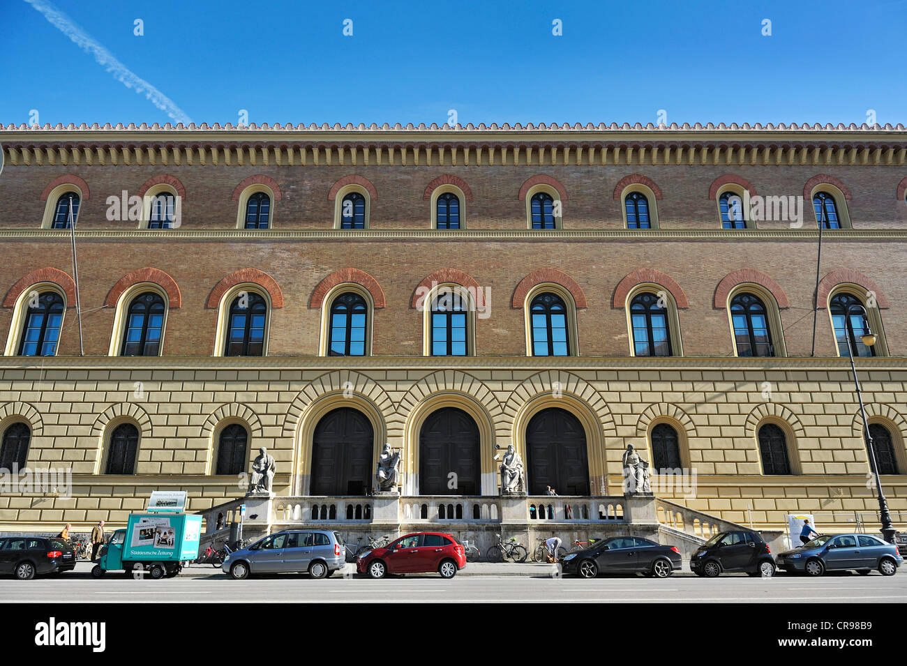 Façade of the State Library in Ludwigstrasse, Munich, Bavaria, Germany ...