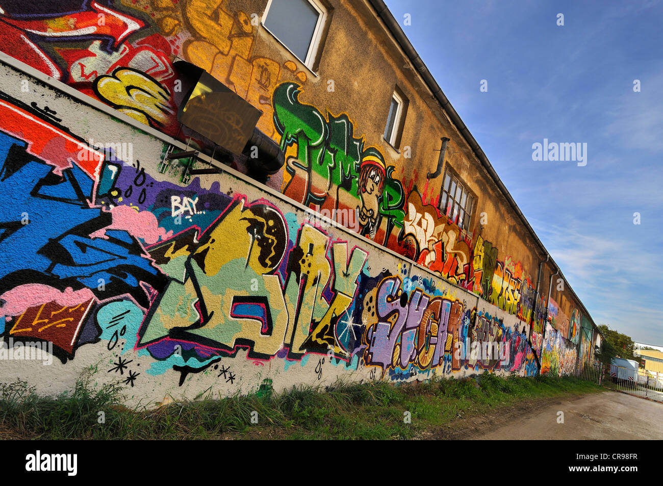 Graffiti on a wall of the Kultfabrik complex, Berg am Laim, Munich ...