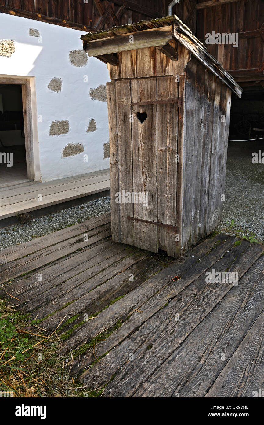 Farm toilet with a heart, Bernoeder Hof farm, Bauernhausmuseum Amerang ...