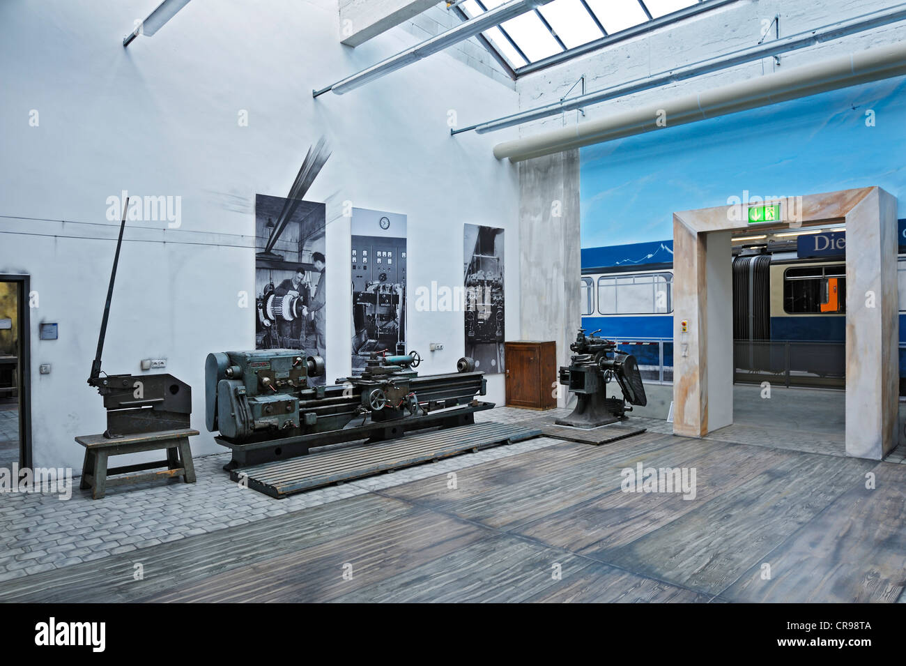 Section of the MVG-Museum where old tools are being exhibited, lathe ...