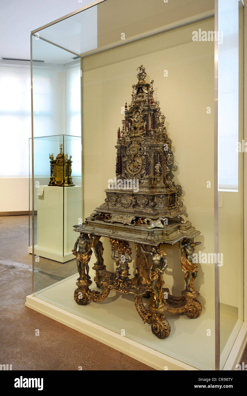 Elaborate clock, Augsburg, circa 1700, Bavarian National Museum, Munich, Bavaria, Germany ...