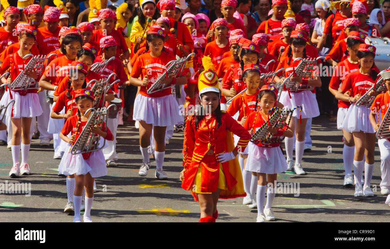 Parade at Dinagyang Festival, City of Iloilo, Philippines Stock Photo ...