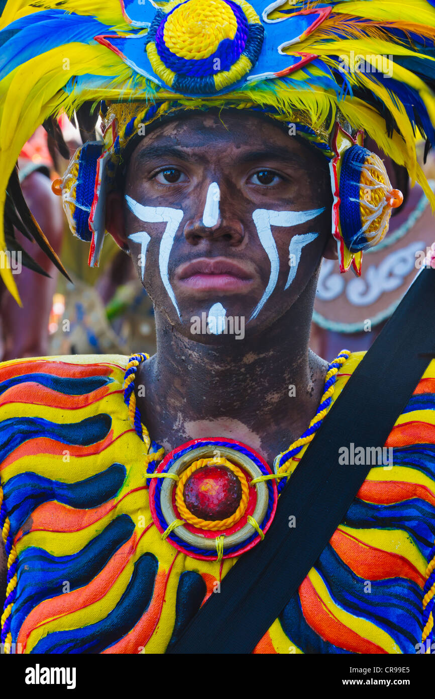 Performer wearing costume at Dinagyang Festival, City of Iloilo ...