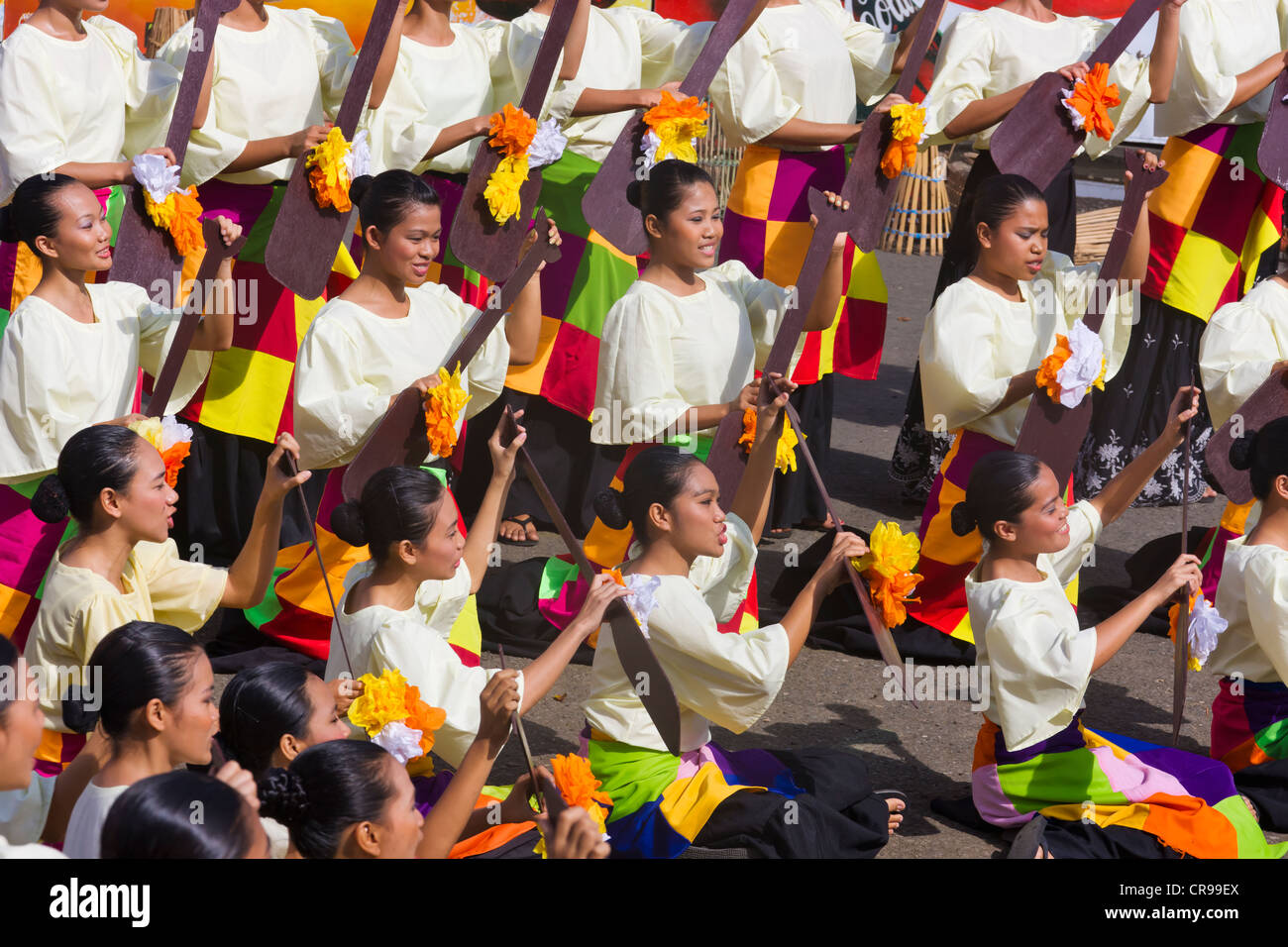 Parade at Dinagyang Festival, City of Iloilo, Philippines Stock Photo ...